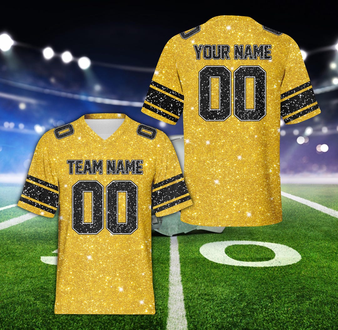 Custom Faux Glitter Football Jersey, Personalized Color Kids Adult ...