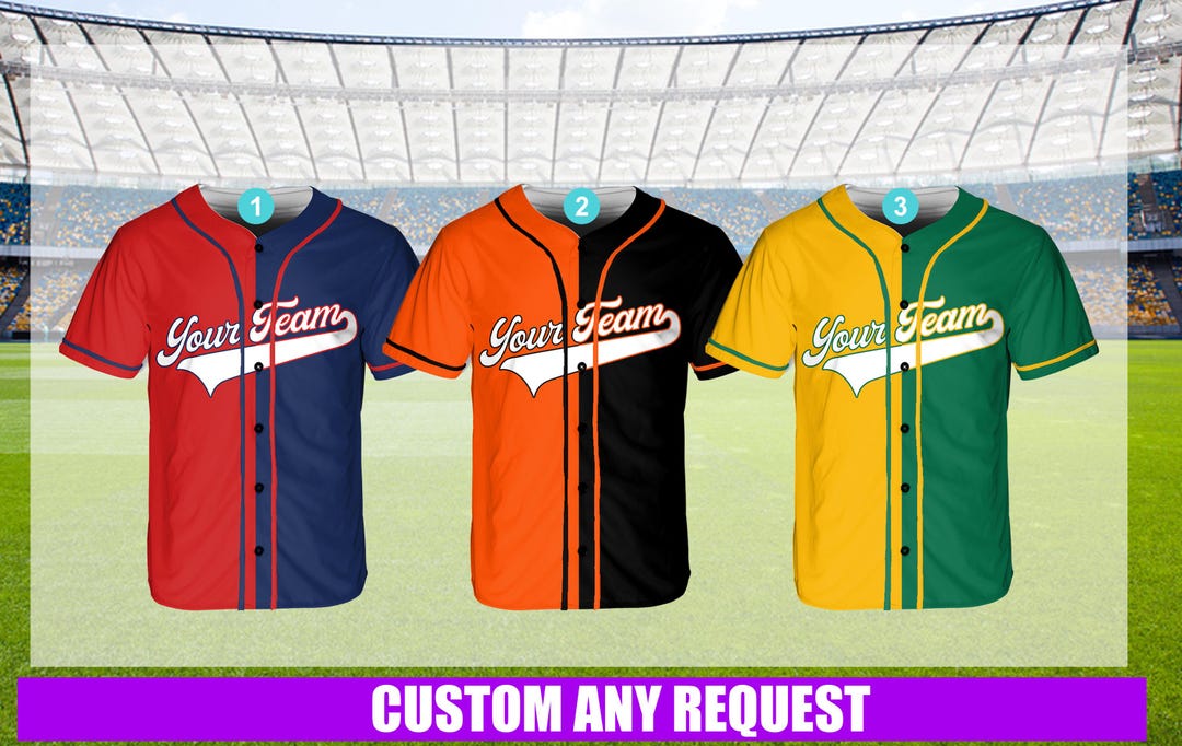 Personalized Name Number 2 Colors Jersey, Custom Color Split Baseball ...