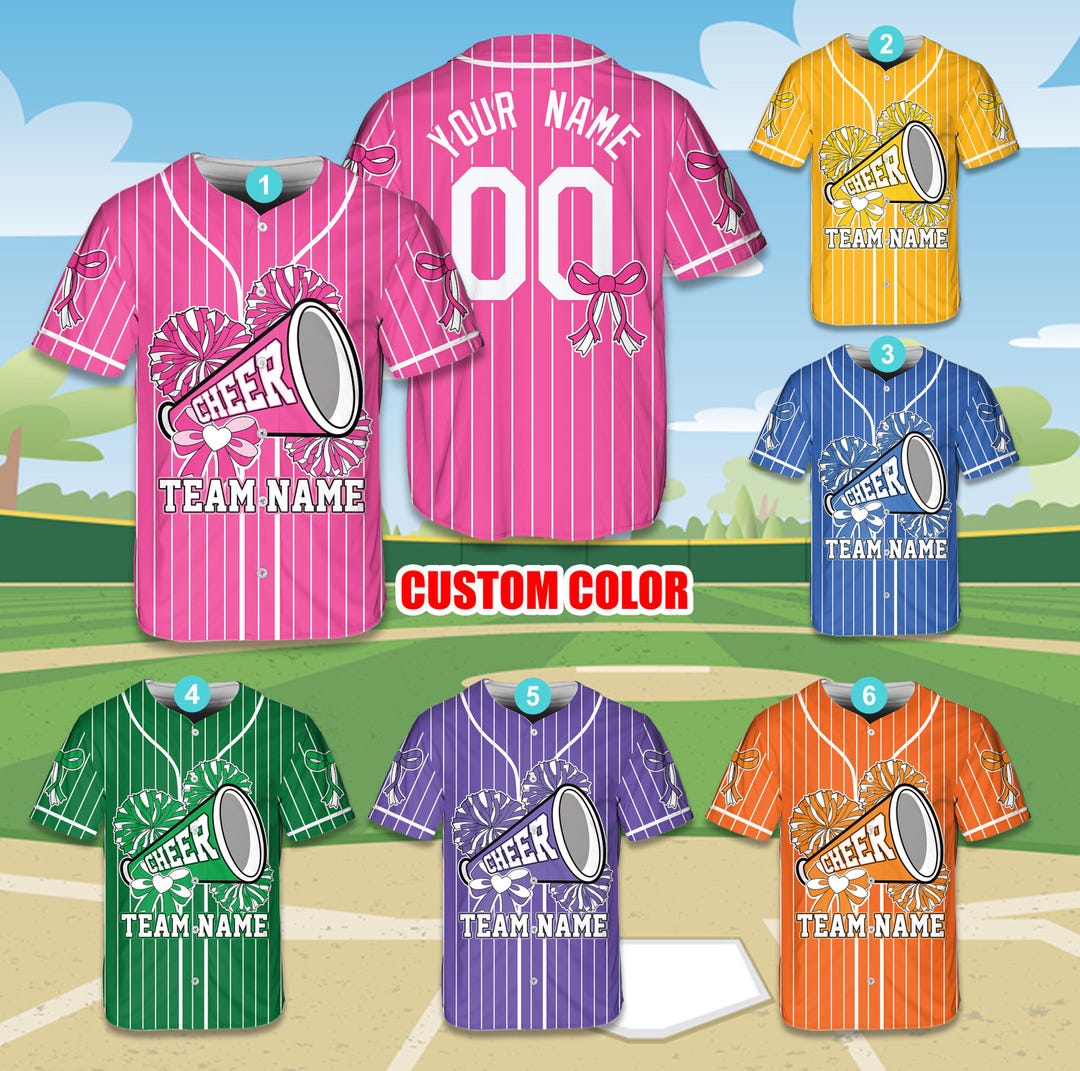 Personalized Name Coquette Bow Cheer Baseball Jersey, Custom Color ...