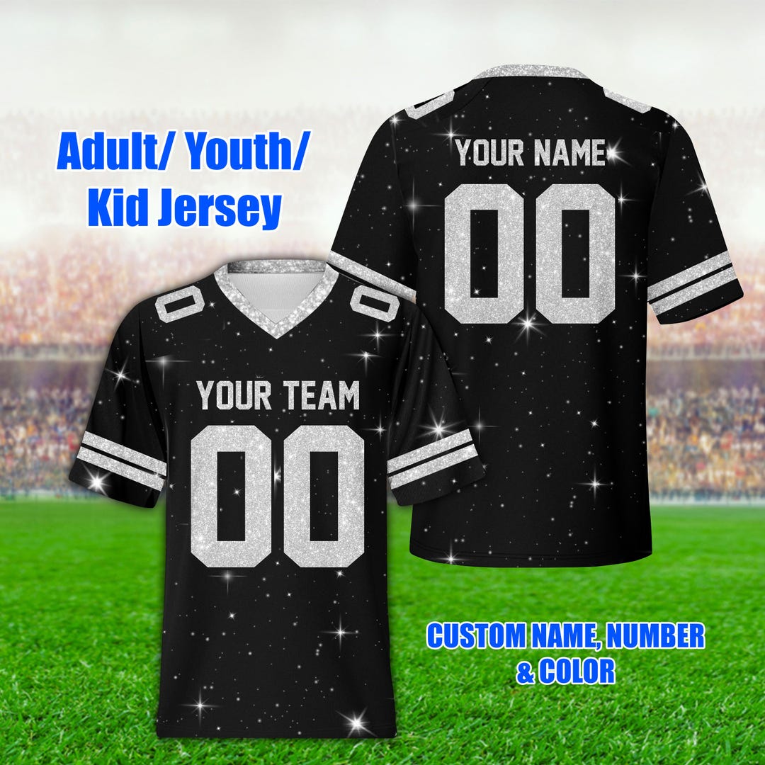 Personalized Faux Glitter Football Jersey, Custom Color Football Team ...
