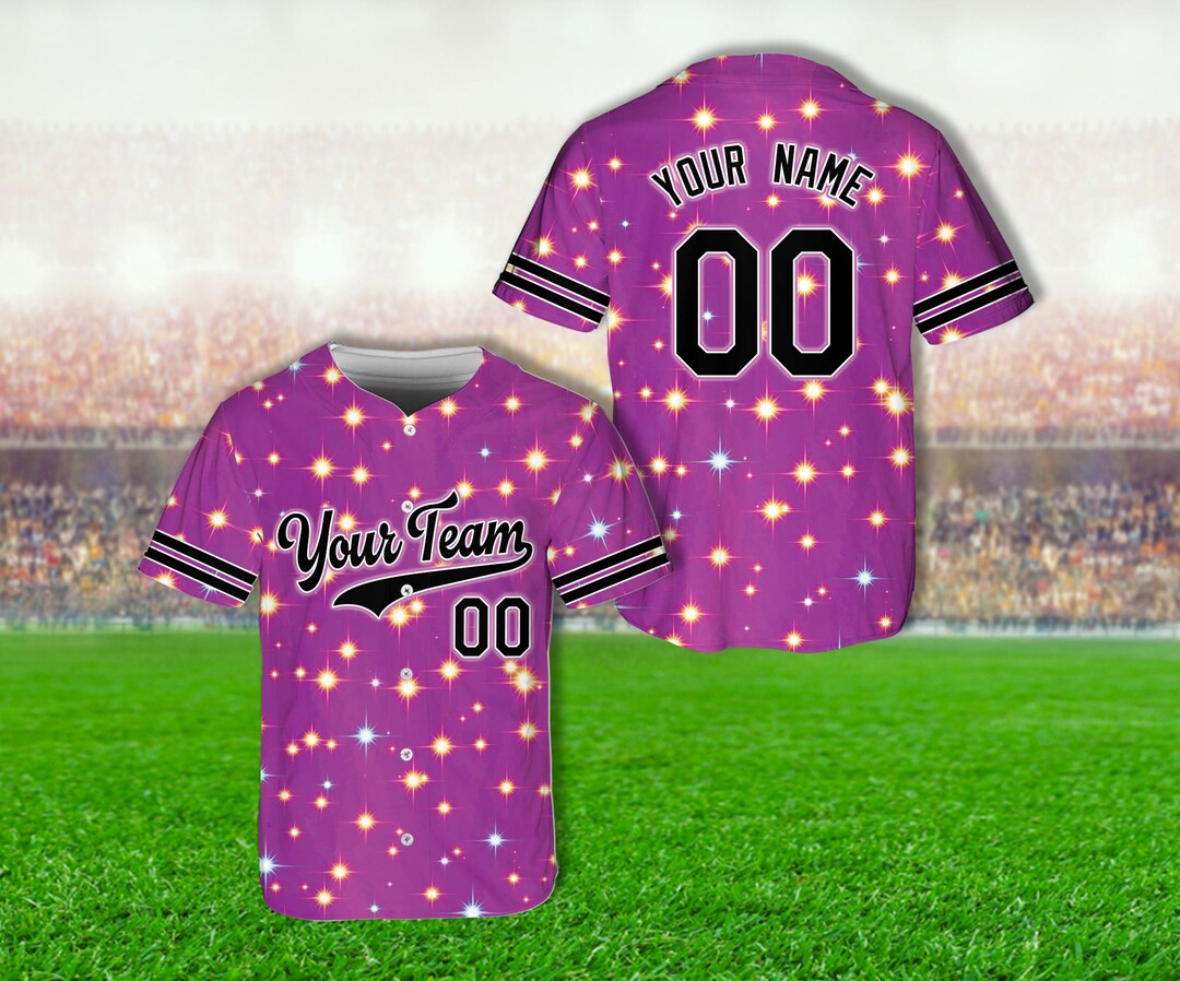 Personalized Name Golden Starlight Baseball Jersey, Custom Color ...
