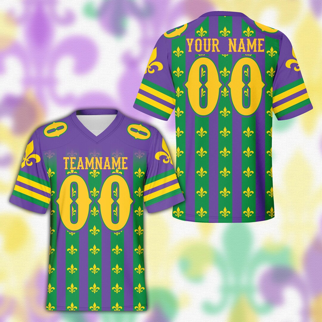 Personalized Mardi Gras Football Team Jersey, Custom Fleur De Lis ...