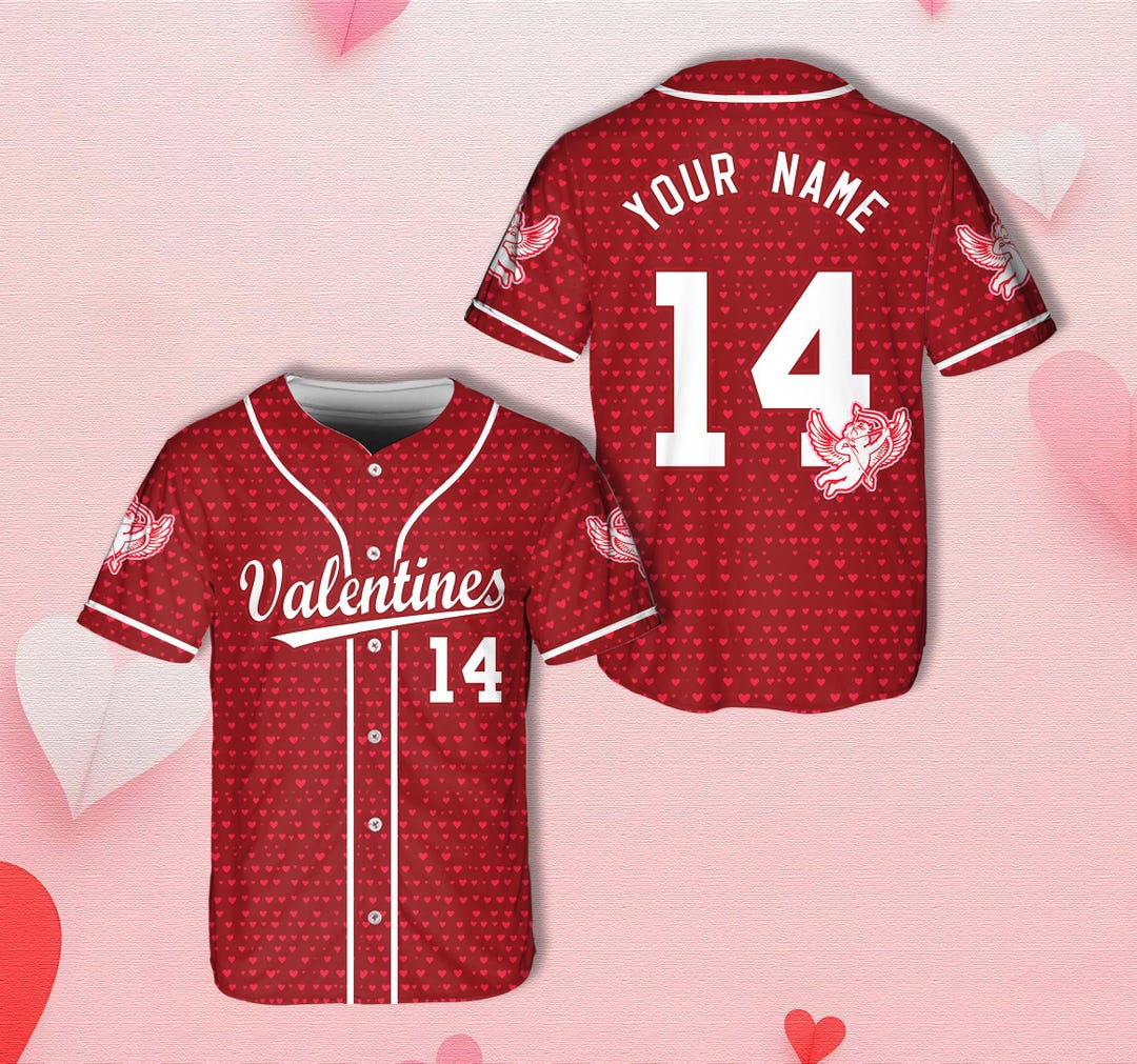 Personalized Valentines Day Baseball Jersey, Custom Name Cupid ...