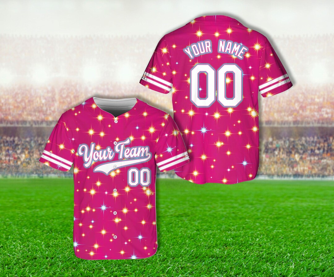 Personalized Name Golden Starlight Baseball Jersey, Custom Color ...
