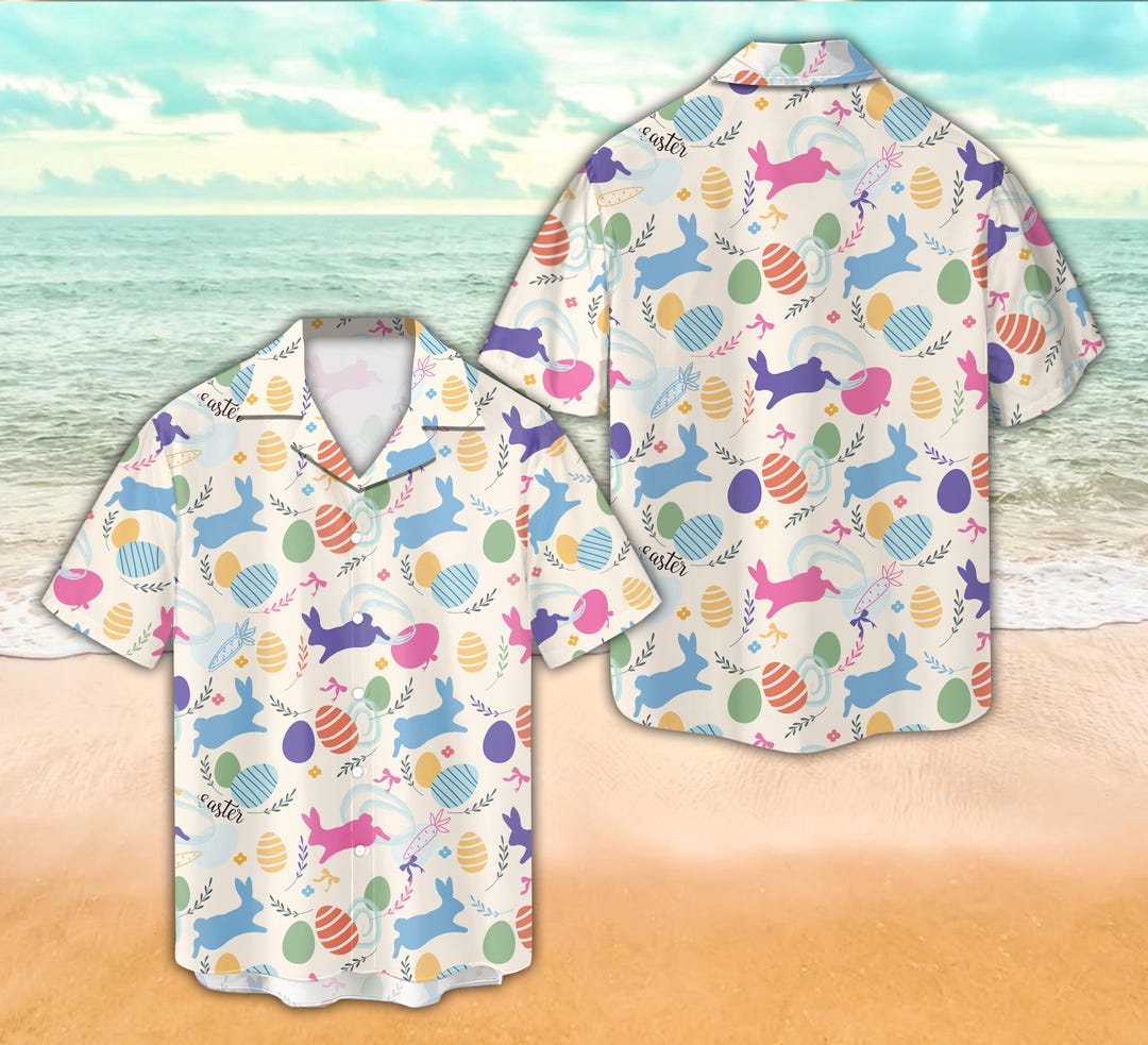 Happy Easter Bunny Hawaiian Shirt for Men Women, Rabbit Easter Eggs ...
