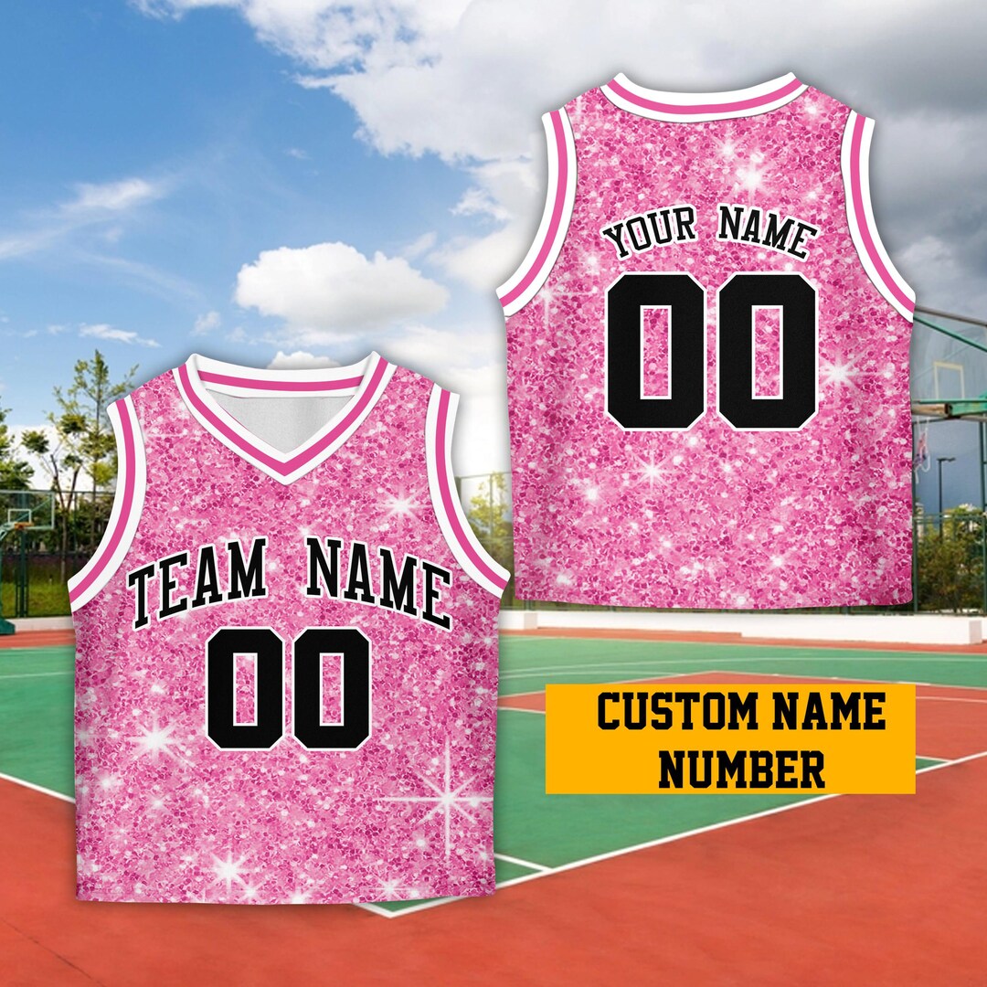 Custom Fraud Glitter Name & Number Basketball Jersey, Personalized ...