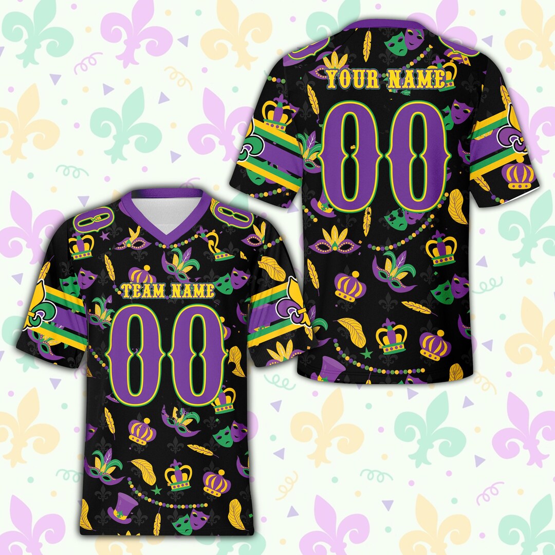 Personalized Mardi Gras Football Team Jersey, Custom Fleur De Lis ...