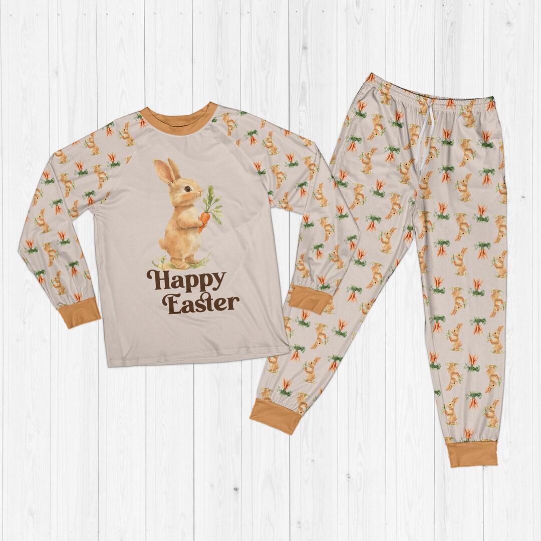 Happy Easter Bunny & Carrot Pajama Sets, Matching Family Easter Pajamas ...