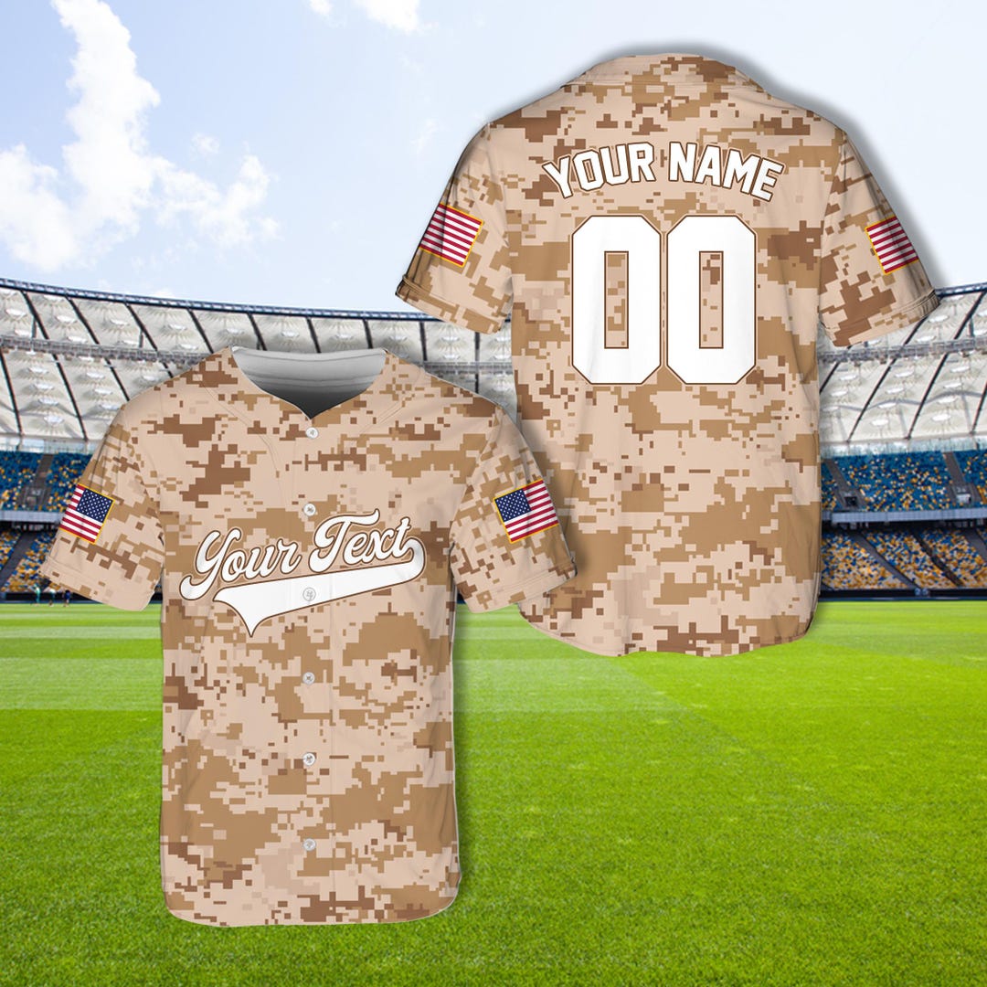 Personalized Name Military Camouflage Baseball Jersey, Custom Color ...