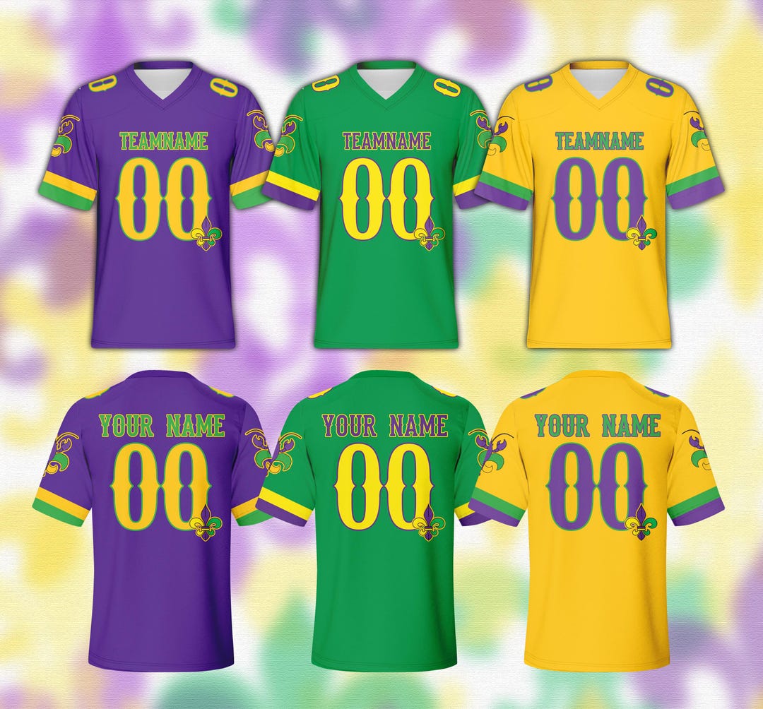 Personalized Mardi Gras Football Team Jersey, Custom Fat Tuesday ...