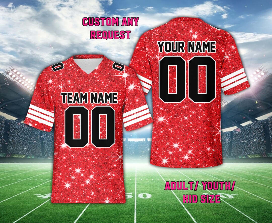 Custom Faux Glitter Football Jersey, Personalized Color Football Team ...