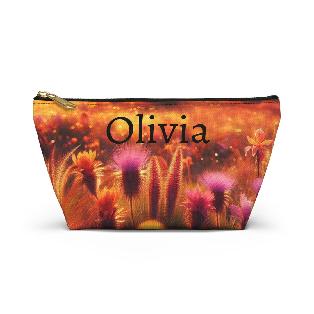 Personalized Floral Accessory Pouch: Custom Makeup Cosmetic Bag - Etsy