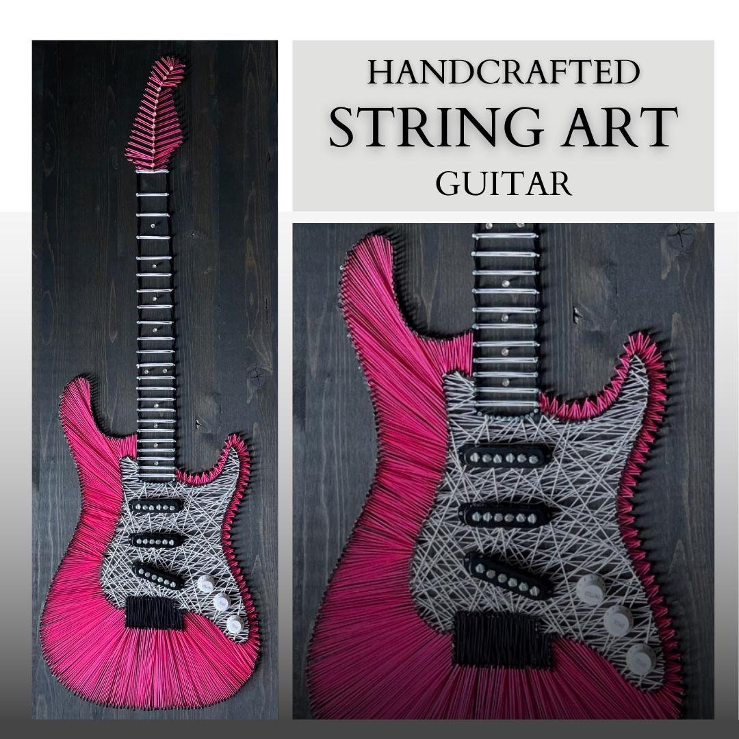 String Art Guitar | Pink Stratocaster - Etsy
