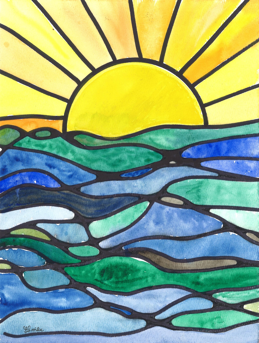 The Sun and the Sea With Neurographic Art - Etsy