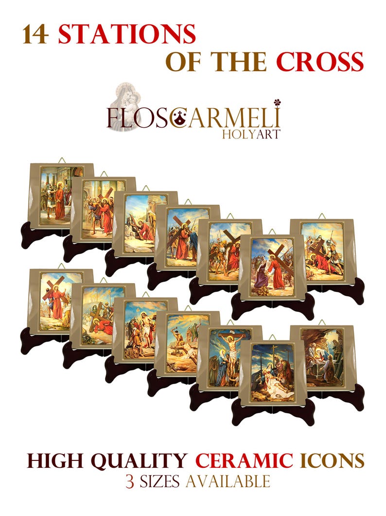 Stations of the Cross Ceramic Tile Set – Way of the Cross Via Crucis ...