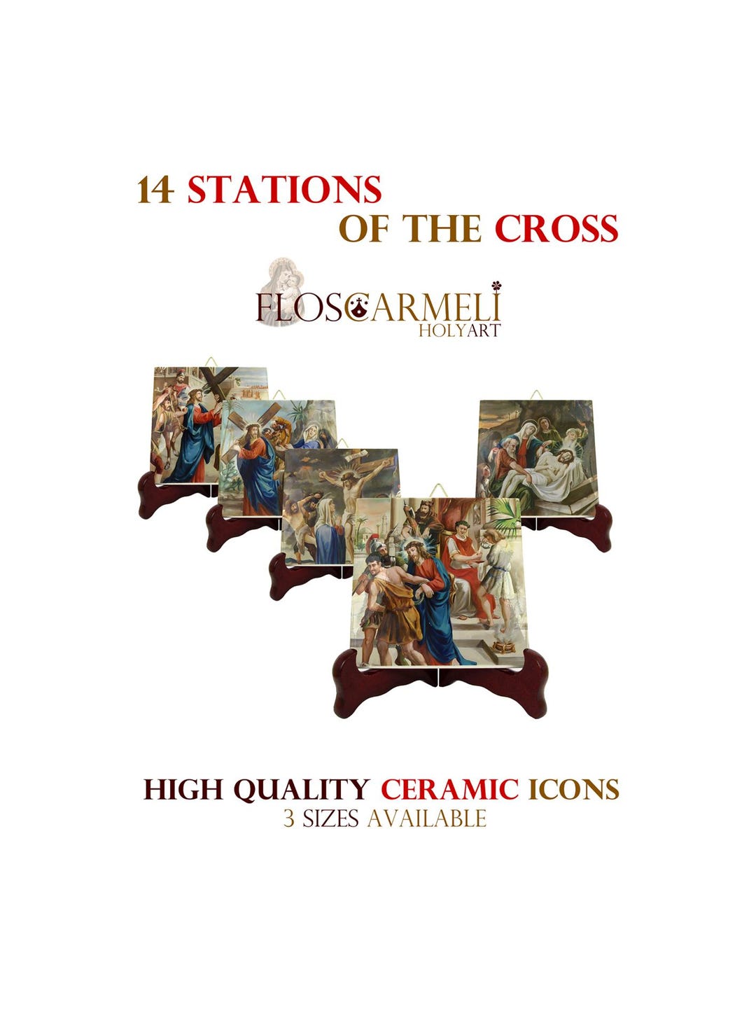Stations of the Cross Ceramic Tile Set – 14 via Crucis Icons for ...