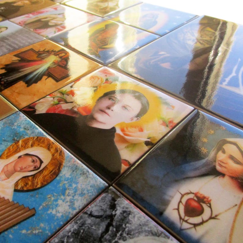 Jesus, Mary and St Joseph Sacred Family Tile, Handmade Ceramic ...