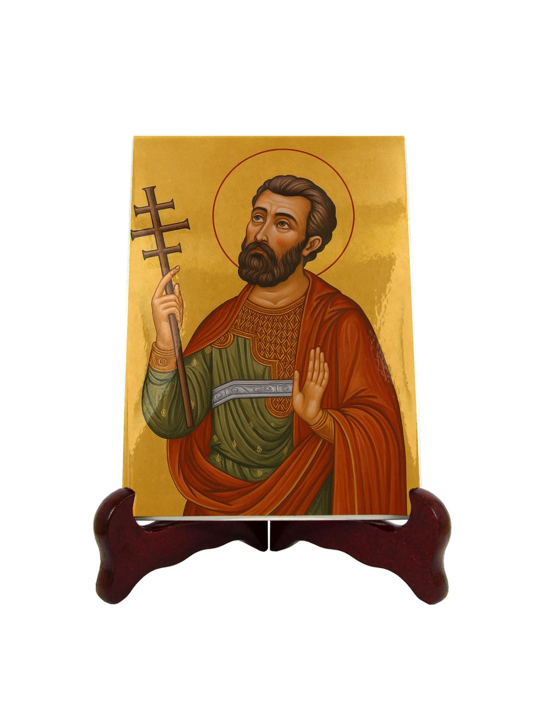 Saint Longinus Ceramic Icon – Roman Centurion at the Cross Tile ...