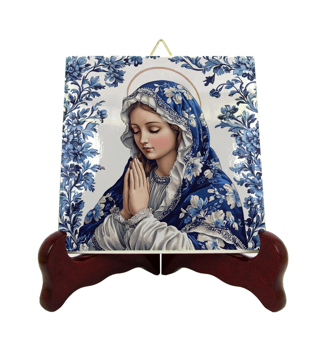 Virgin Mary Ceramic Tile – Blue White Catholic Prayer Wall Art Decor - Etsy