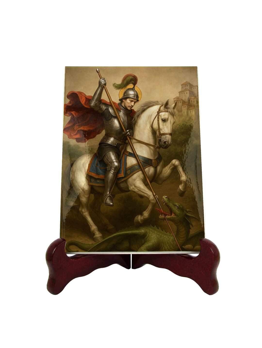 Saint George and the Dragon Ceramic Sacred Icon – Christian Gift ...