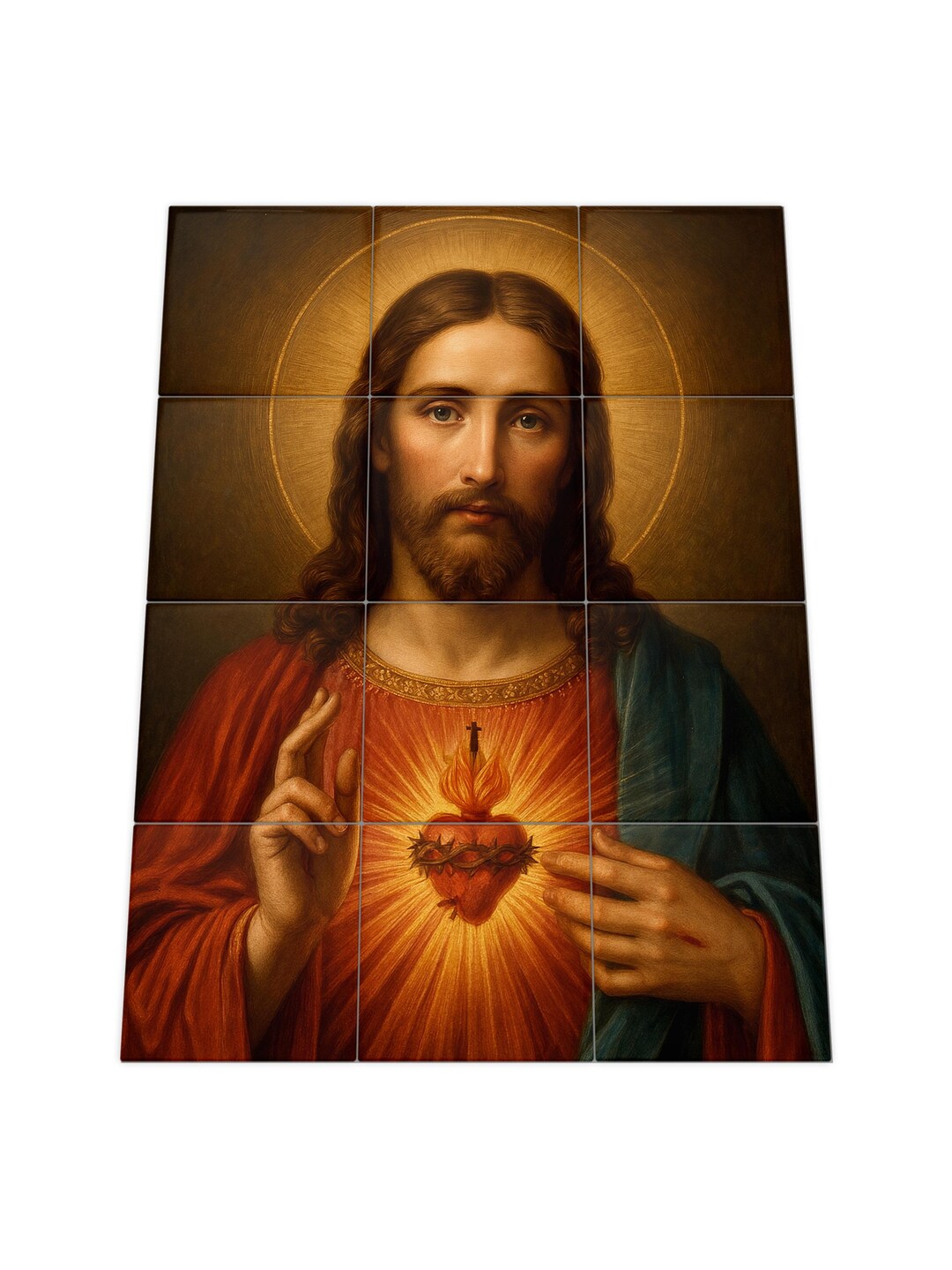 Handmade Sacred Heart of Jesus Tile Mural: Religious Wall Art - Etsy