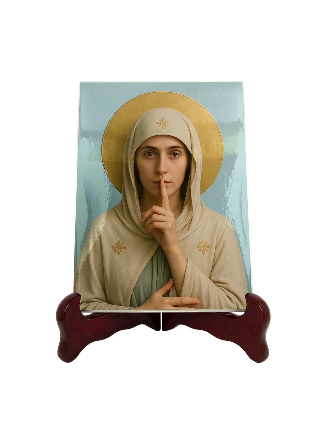 Virgin Mary Art Ceramic Religious Icon, Realistic Our Lady of Silence ...