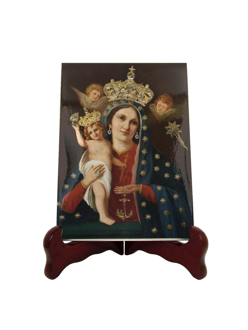Our Lady of Hope Ceramic Icon – Marian Catholic Wall Art Tile, Mother ...