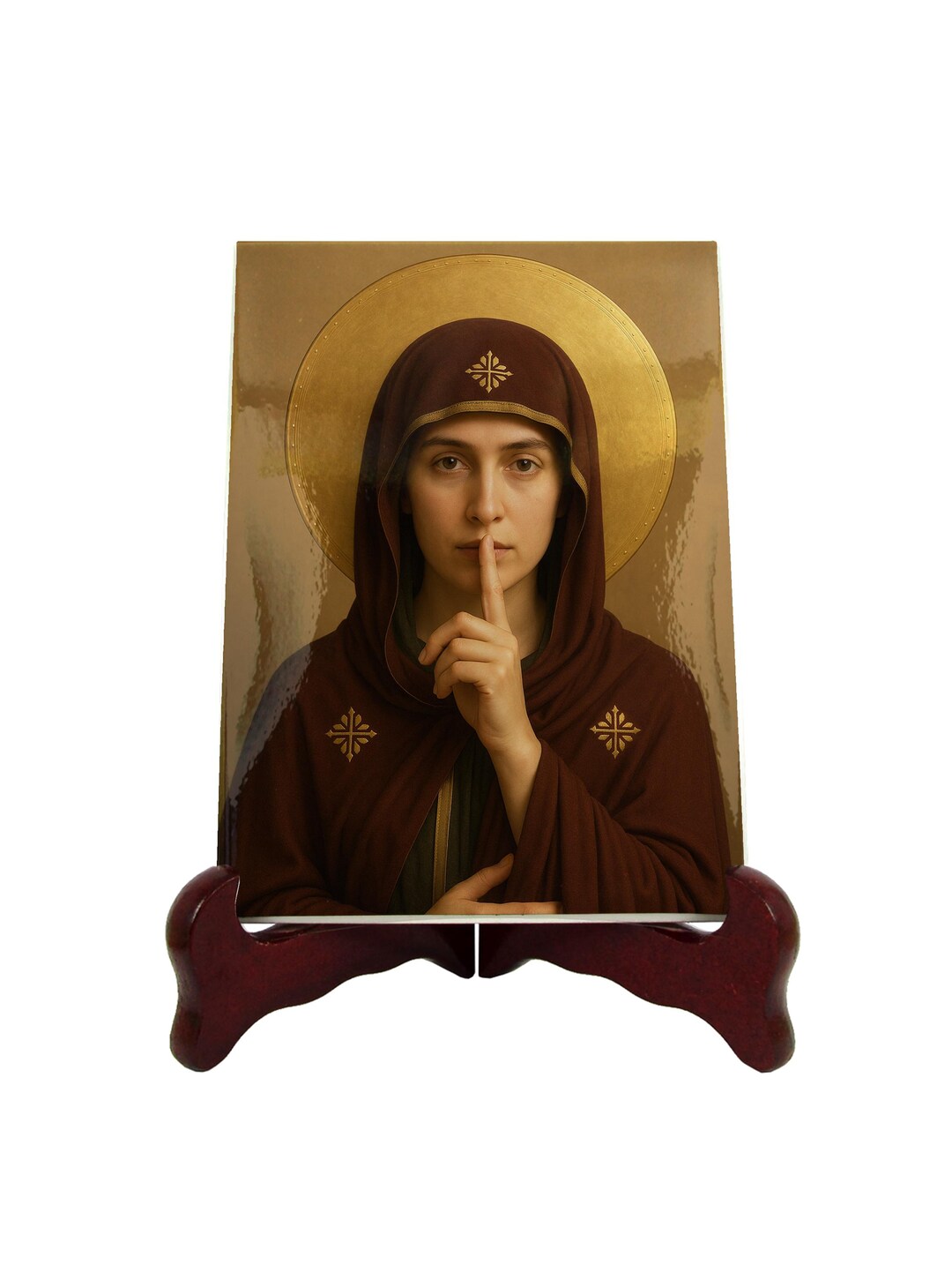 Virgin Mary Ceramic Icon: Our Lady of Silence Religious Wall Decor - Etsy