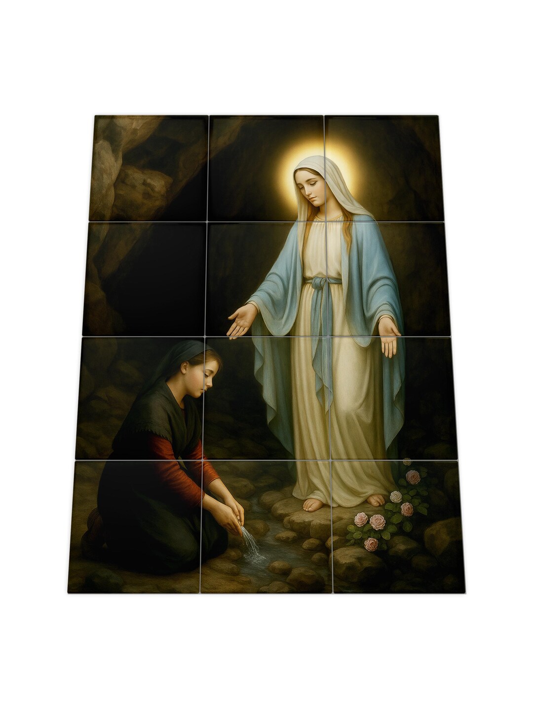 Catholic Wall Art, Blessed Virgin of Lourdes, Tile Mural Handmade With ...