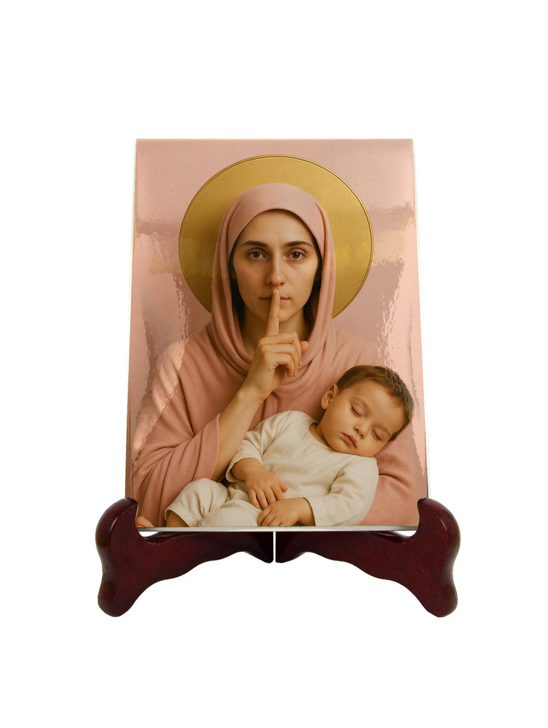 Handcrafted Ceramic Virgin of Silence Icon: Blessed Virgin Mary With ...