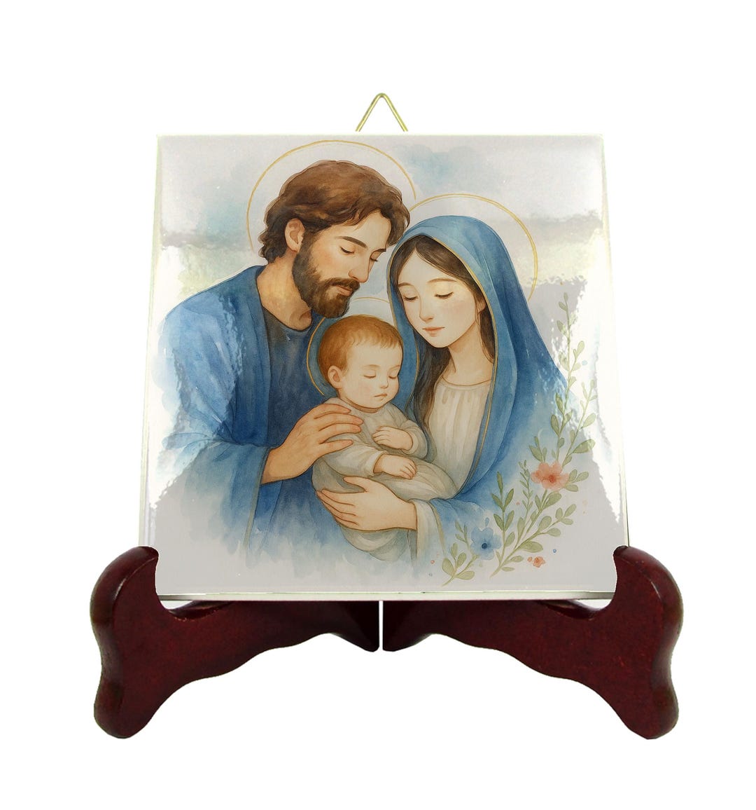 Handmade Ceramic Icon Tile: Jesus, Mary & Joseph Sacred Family Art - Etsy