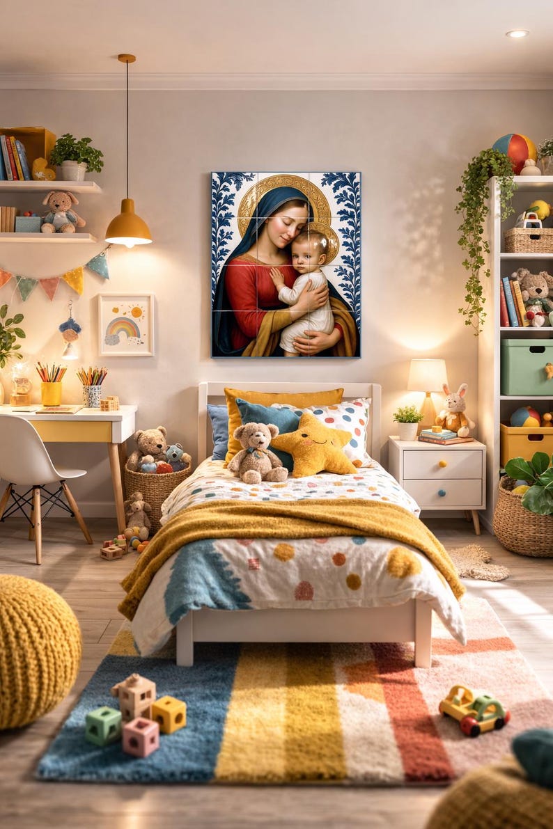 Immaculate Heart Tile Mural – Virgin Mary Catholic Wall Art, Marian ...