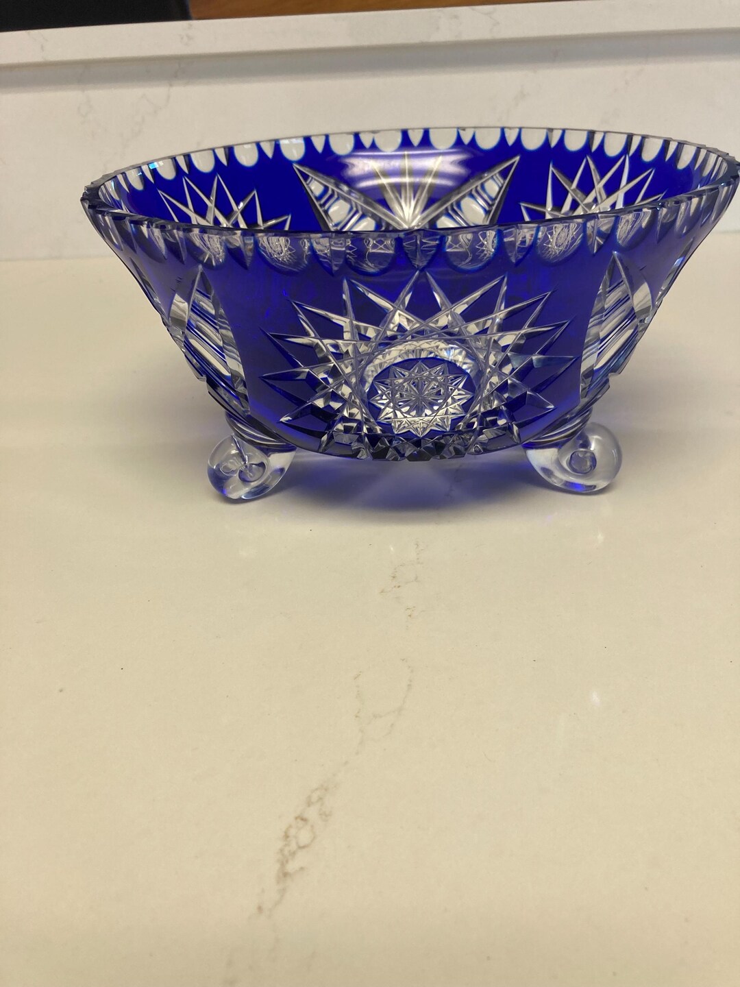 Bohemian Cobalt Blue Crystal Bowl - Vintage - Etsy