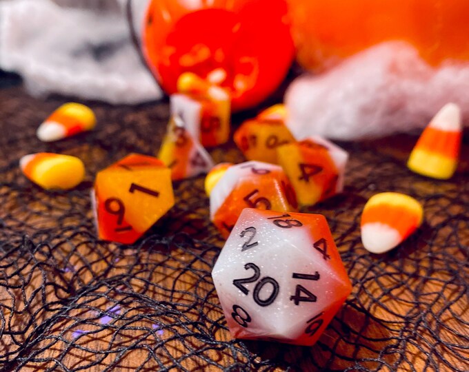 Limited Edition Halloween Candy Corn 7 Dice Set - Etsy
