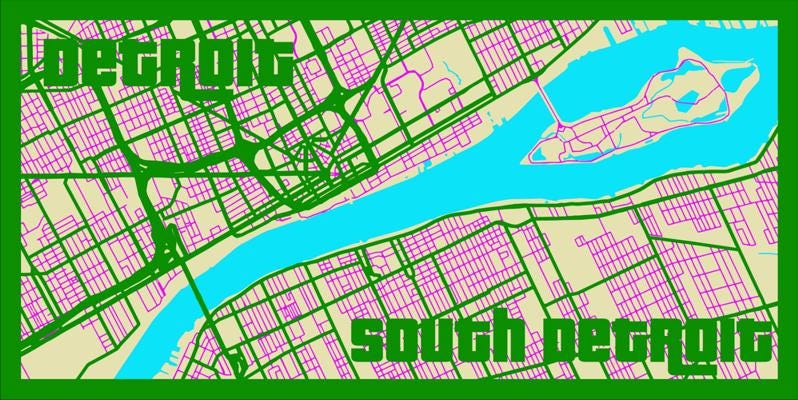 Detroit South Detroit Map Files SVG - Etsy