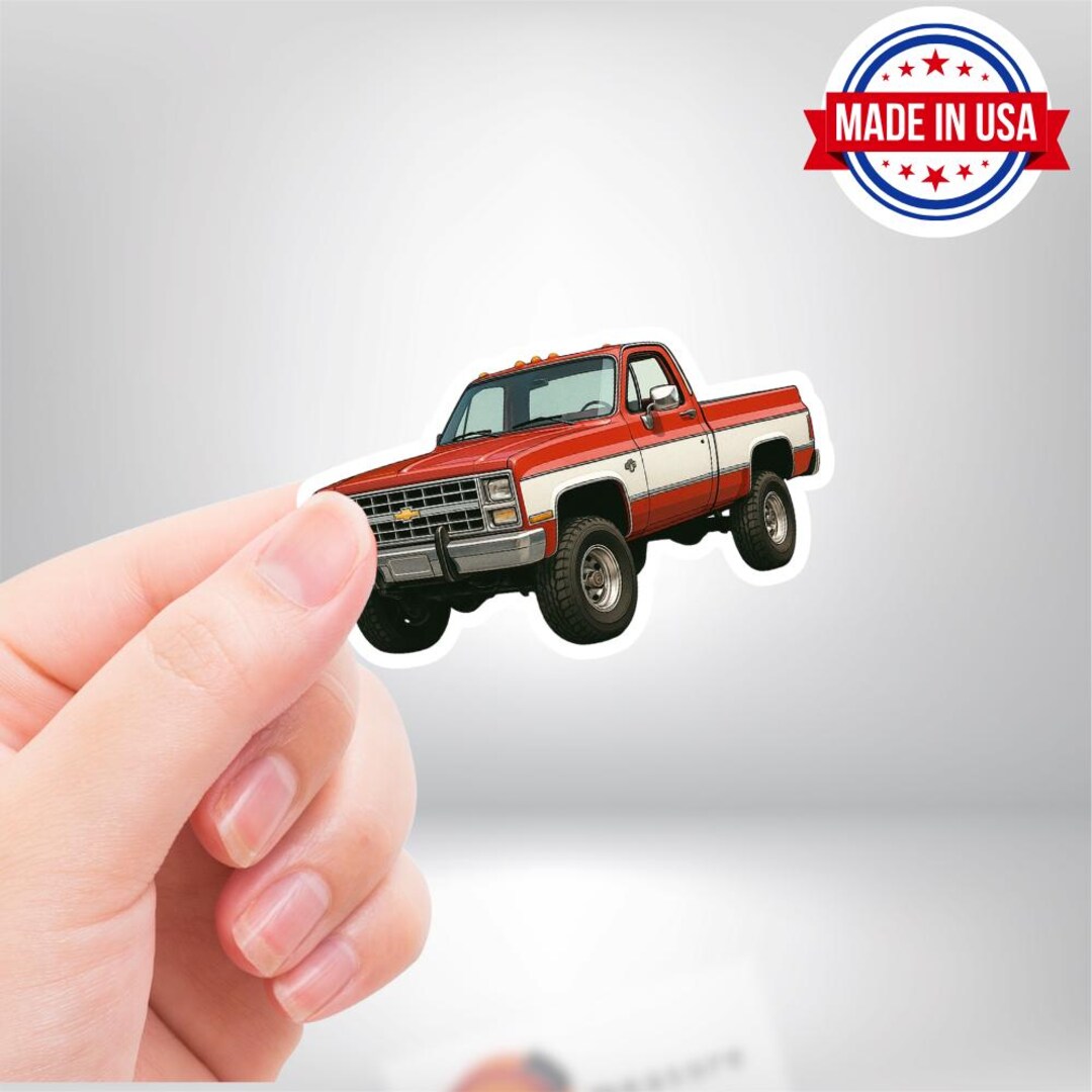 Chevy Square Body Red & White Truck Vinyl Sticker – Waterproof, UV ...