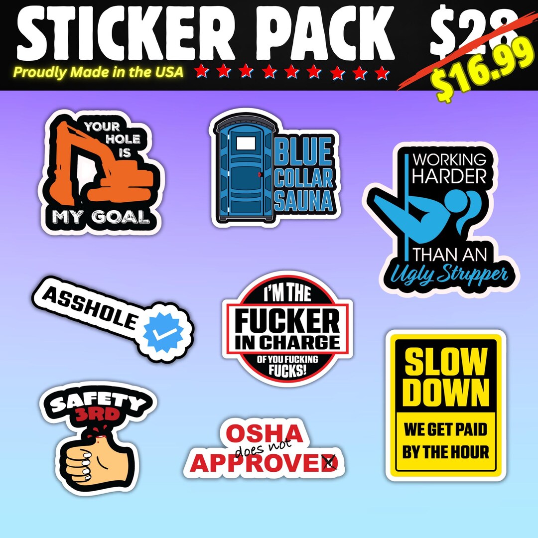 Blue Collar Sticker Pack - Hilarious Stickers for Hard Hats, Coolers ...