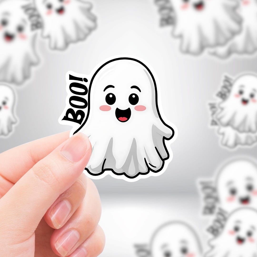 Cute Boo Ghost Sticker | Premium Die Cut Stickers | Premium Vinyl ...