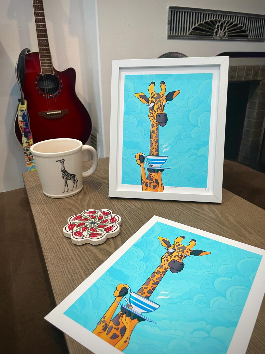 Whimsical Giraffe Art Print / Tea Party Wall Art / Fantasy Animal ...