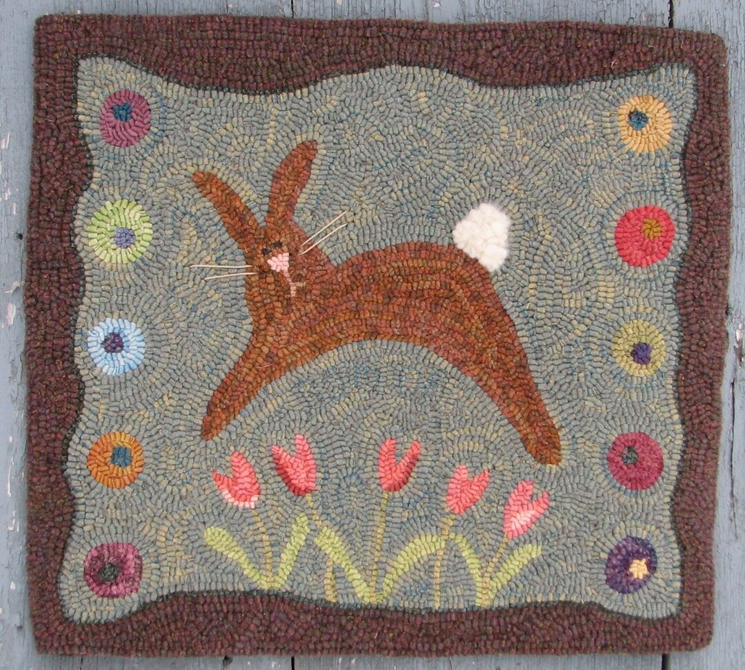 TIPTOE With TULLULAH Kit bunnyrabbitspringeastertulips Rug Hooking ...