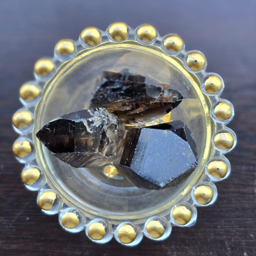 Natural Morion Quartz Crystal Vase Set 3 Raw Black Crystals | Healing ...