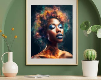 Blossoming Beauty - Digital Download, AI Art, Printable Wall Art, Blue ...