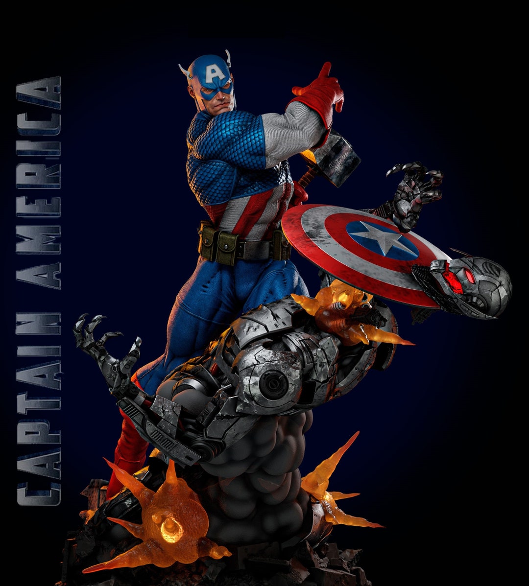 Captain America X Ultron Avengers STL File, 3D Printing Model, STL File ...