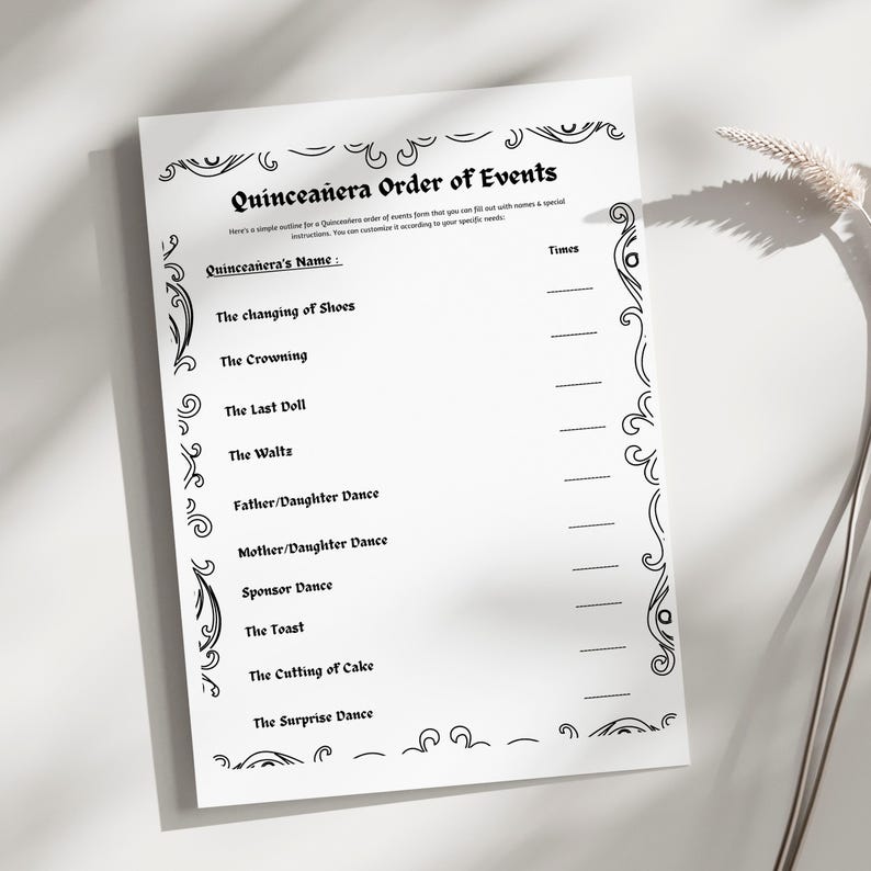 Quinceañera Order of Events for DJ - Etsy