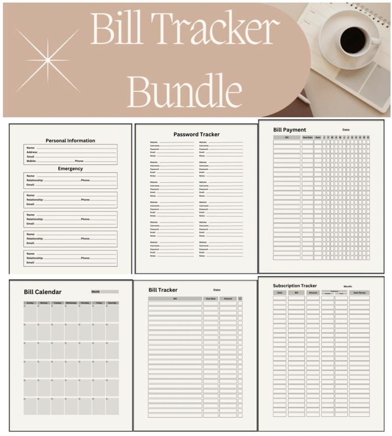 Bill Tracker Bundle - Etsy