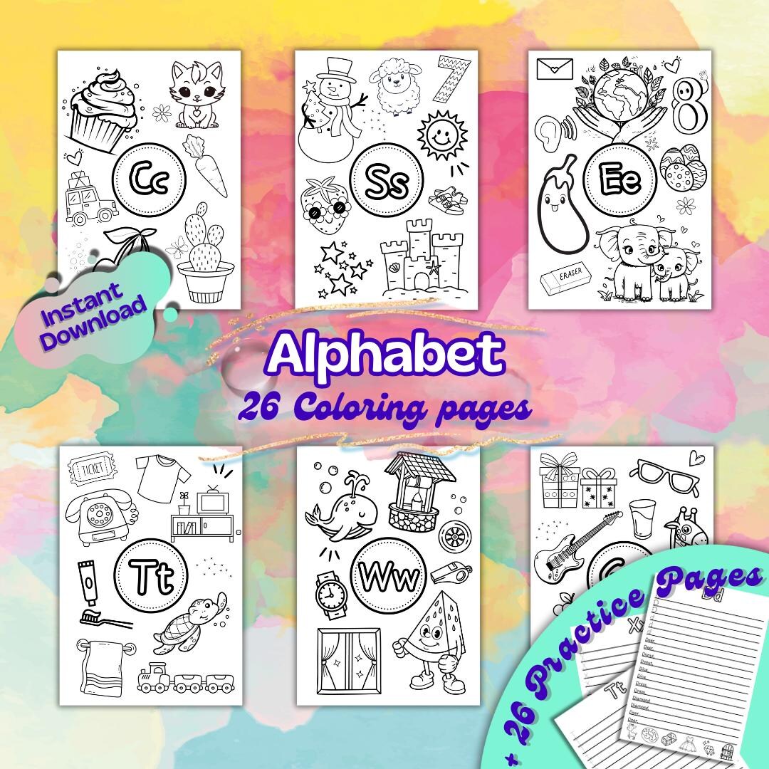 Alphabet Coloring Pages | 26 Single Letter Pages + a Gift of 26 ...