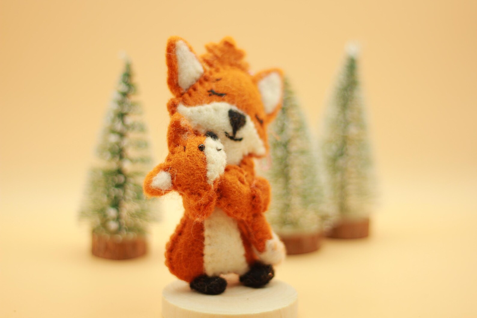 Handmade Wool Felt Fox Ornament – Mom and Baby Animal Lover Gift - Etsy