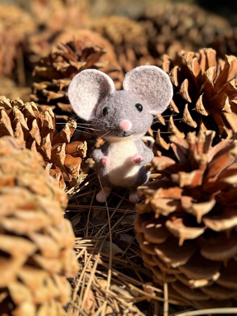 Needle Felted Mouse Miniature Animal Handmade Ornament Miniature Mouse ...