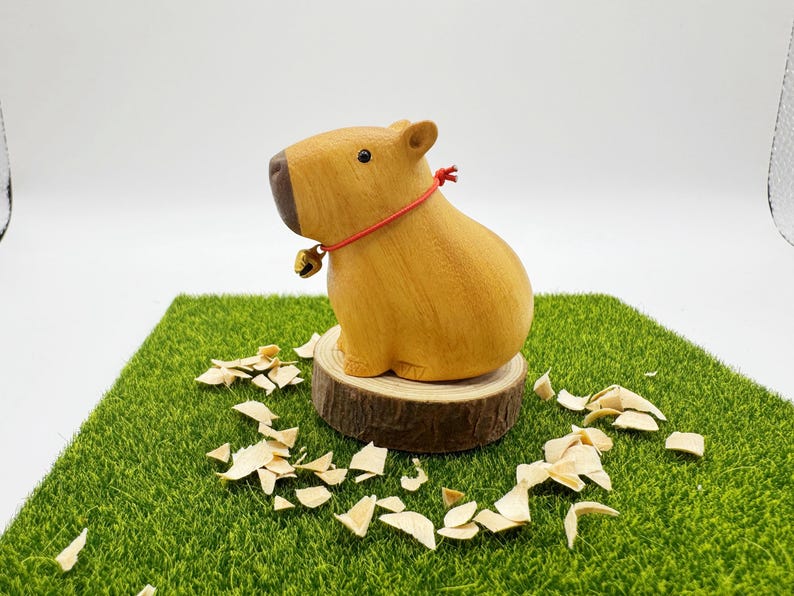 Hand-carved Wooden Capybara Sculpture With Bell: Forest Totem Gift - Etsy