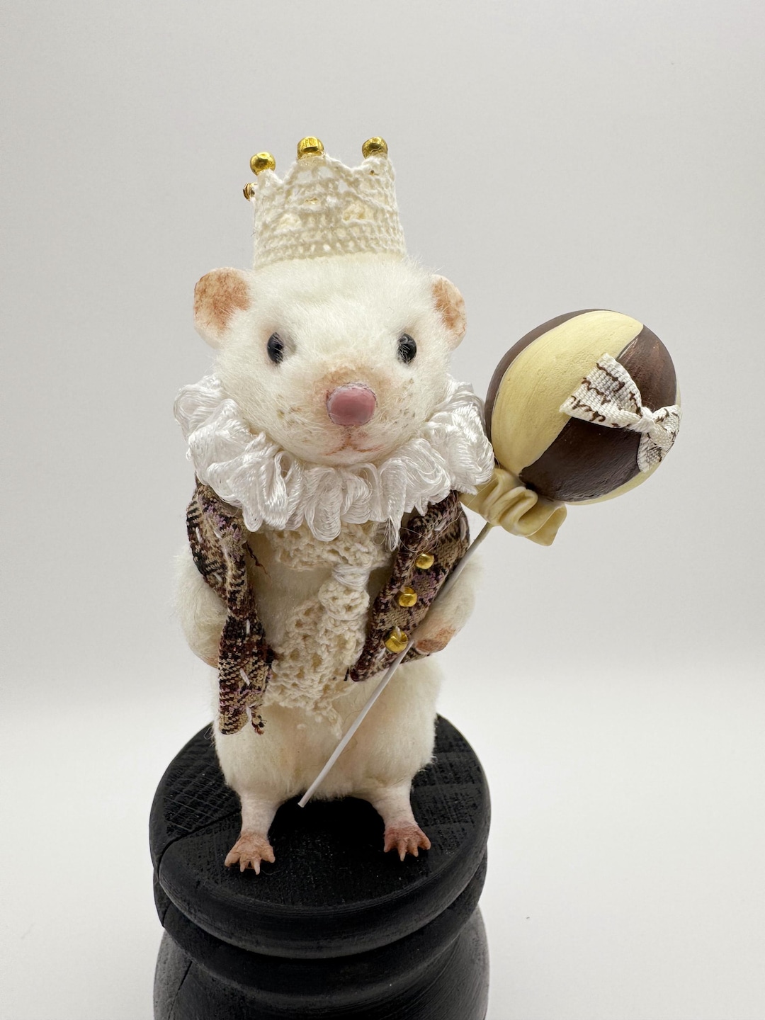 Handmade King Mouse Figurine 3D Printed Faux Fur Mouse Doll Royal ...